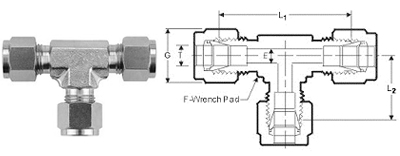 Compression Fittings Stainless Steel, 3/8" Tube Union Tees