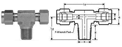 Compression Fittings Stainless Steel - 1/4" Tube x 1/8" NPT Male Branch ...